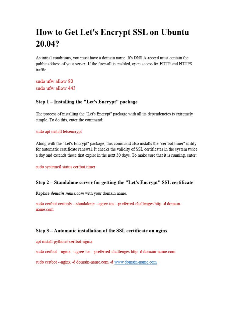 Install Letsencrypt Certificate On Ubuntu | PDF