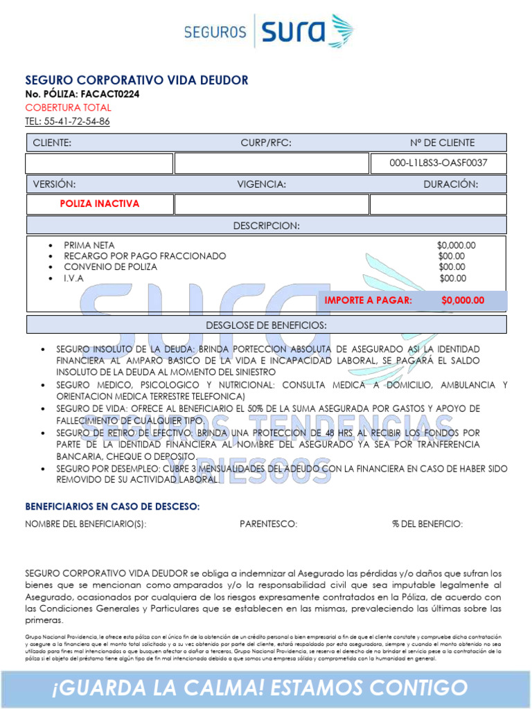 Poliza Sura Seguros | PDF | Póliza de seguros | Seguro Poliza Sura Seguros | PDF | Póliza de seguros | Seguro