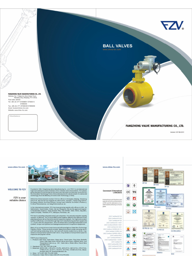 03 FZV Ball Valves Catalogue | PDF