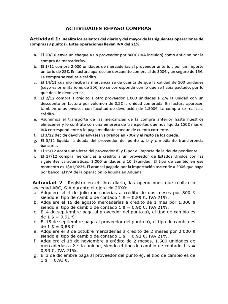 Asientos Contables de Compras y Devoluciones | PDF | Factura | Bancos