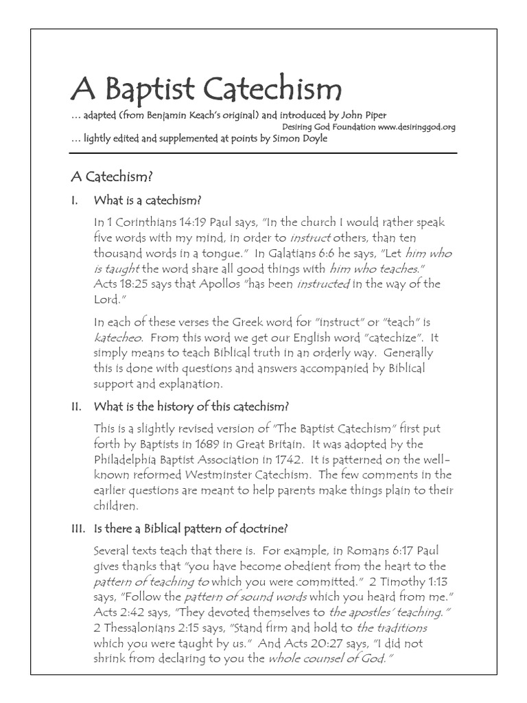 A Baptist Catechism - Ver18 | PDF | Justification (Theology) | Ten ...