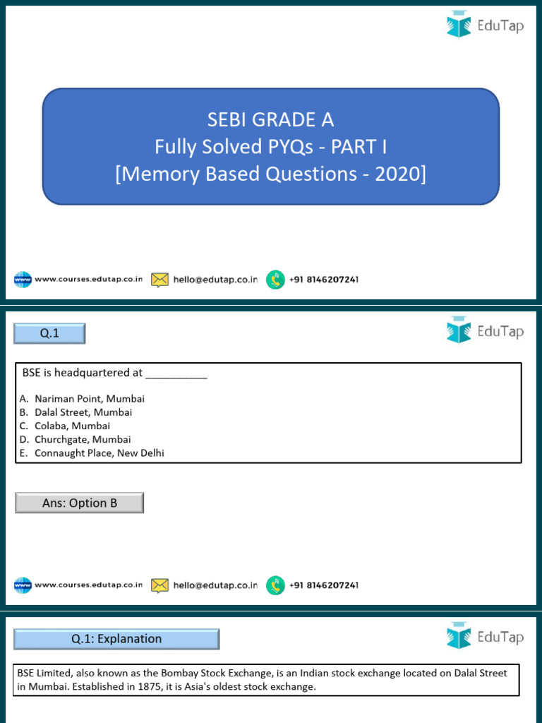 SEBI GR A - Fully Solved PYQs - Part 1 | PDF | Partnership | Tax Treaty