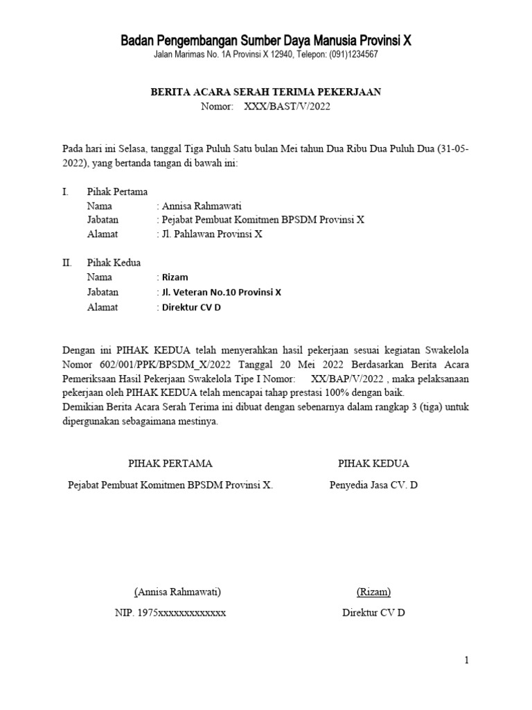 Lampiran 11 - Form Berita Acara Serah Terima | PDF