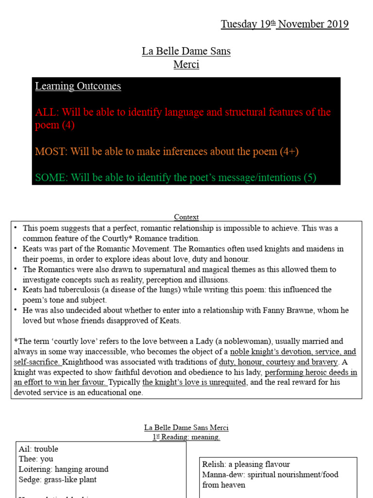 La Belle Dame Sans Merci | PDF | Poetry | John Keats