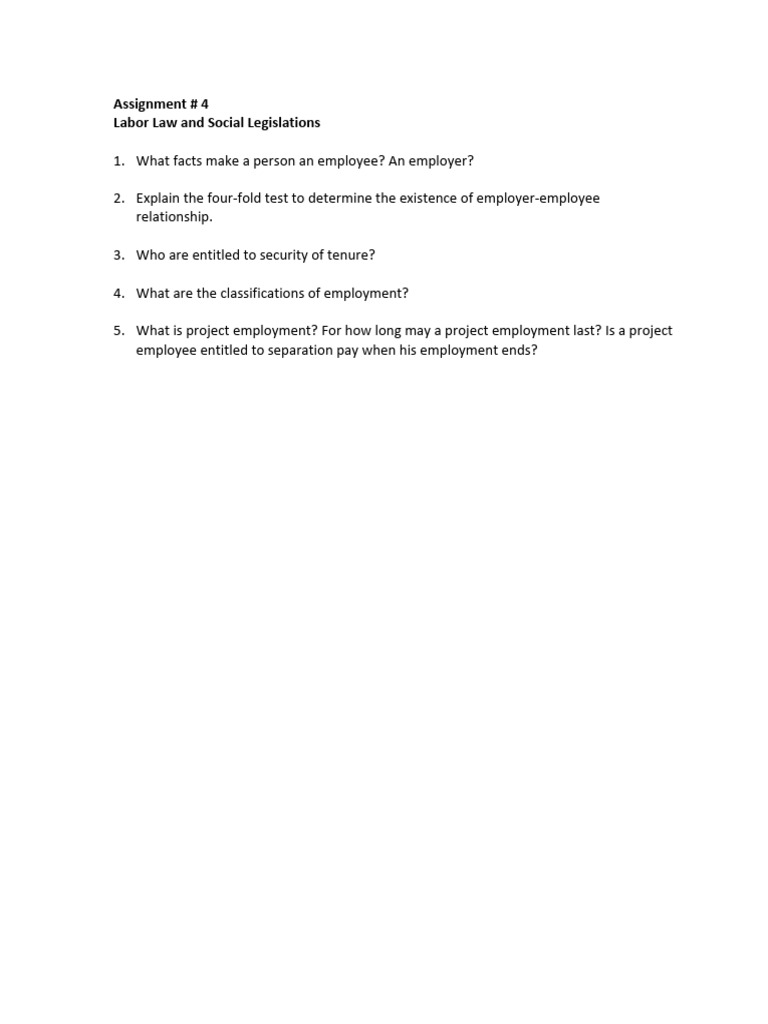 4 Labor Seatwork | PDF