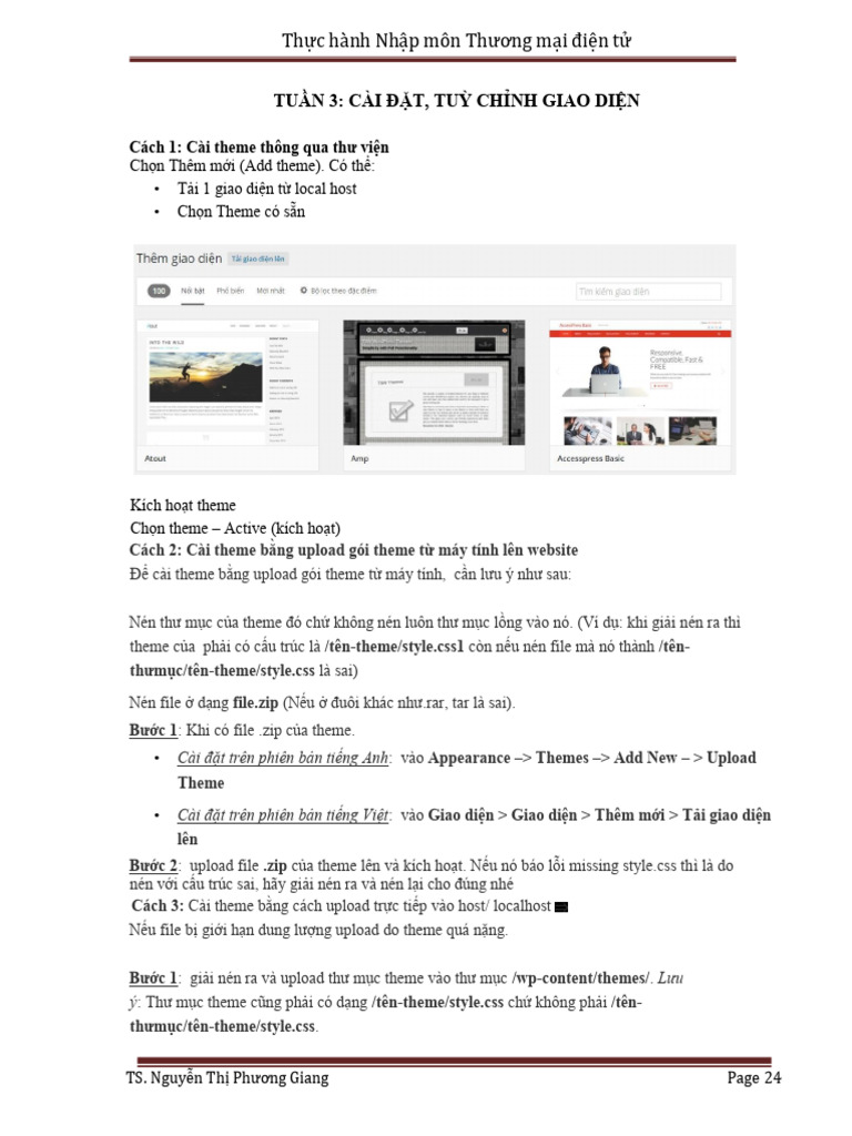 Huong Dan Thuc Hanh Mon Nhap Mon TMDT (Tuan 3-Themes) | PDF