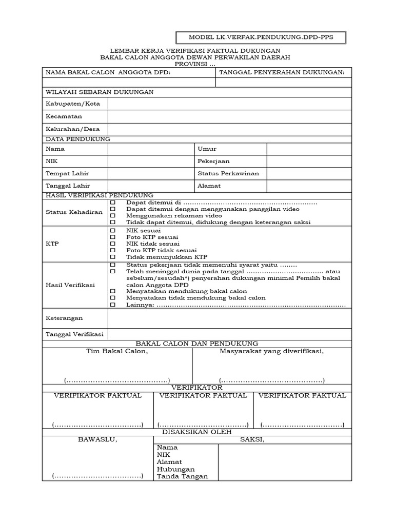 27.model LK - Verfak.pendukung - DPD-PPS | PDF | Hukum