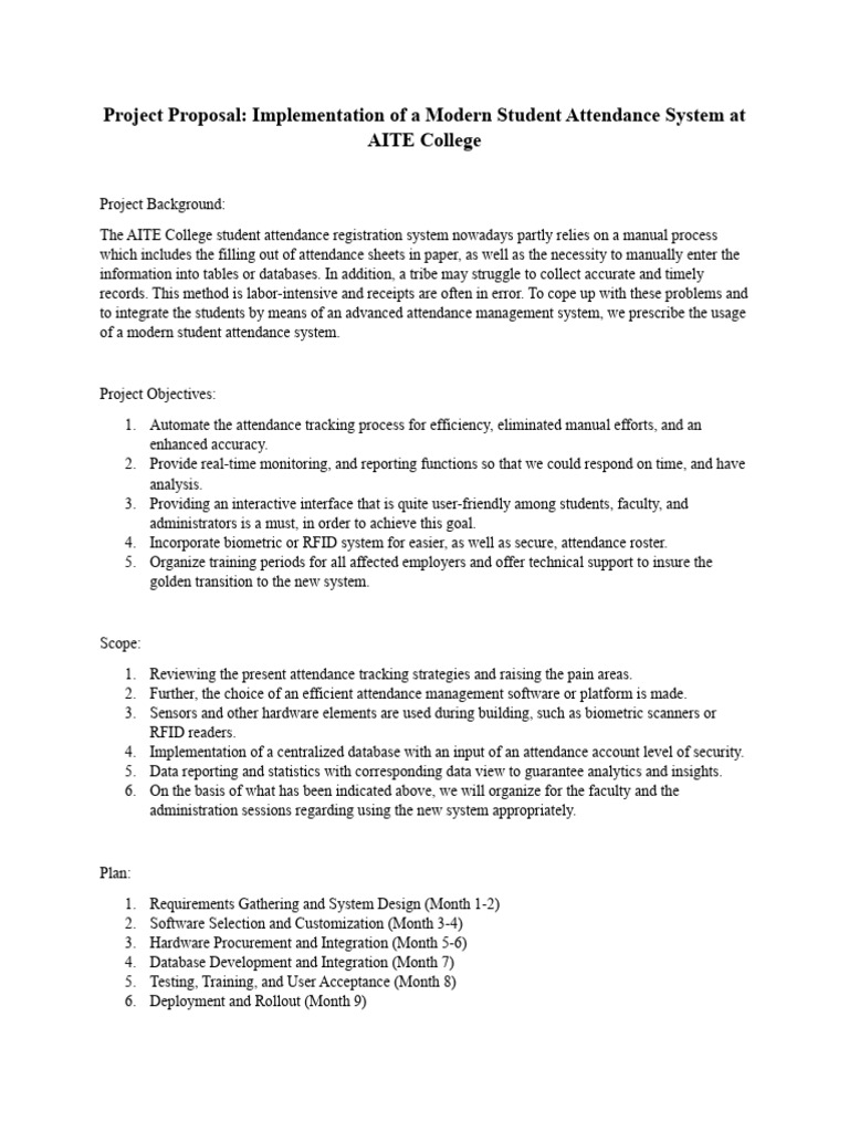 Implementation of a Modern Student Attendance System at AITE College | PDF | Databases | System