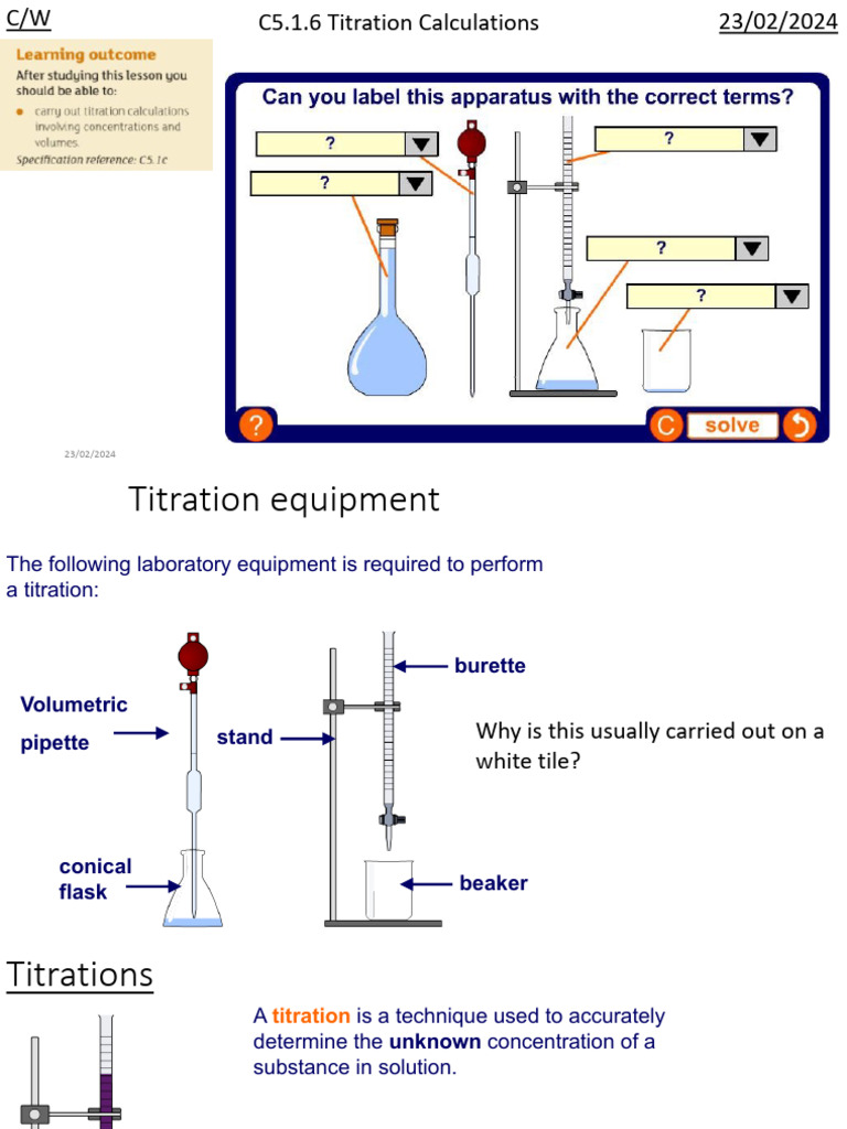 Titration calculations | PDF | Titration | Chemistry
