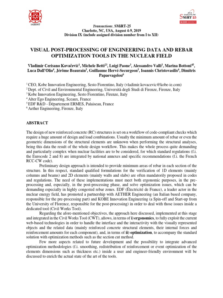 SMiRT 25 Special Session Kobe Cerisano Kovacevic | PDF | Bending ...