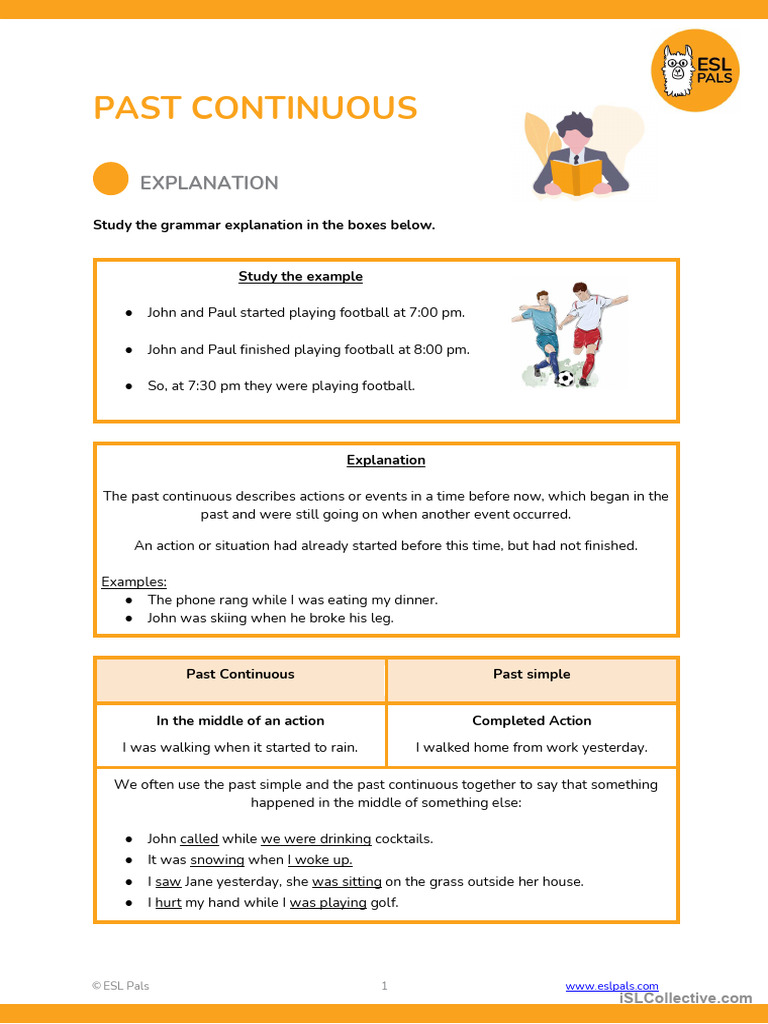 Past Continuous B1-B2 From ESL Pals | PDF