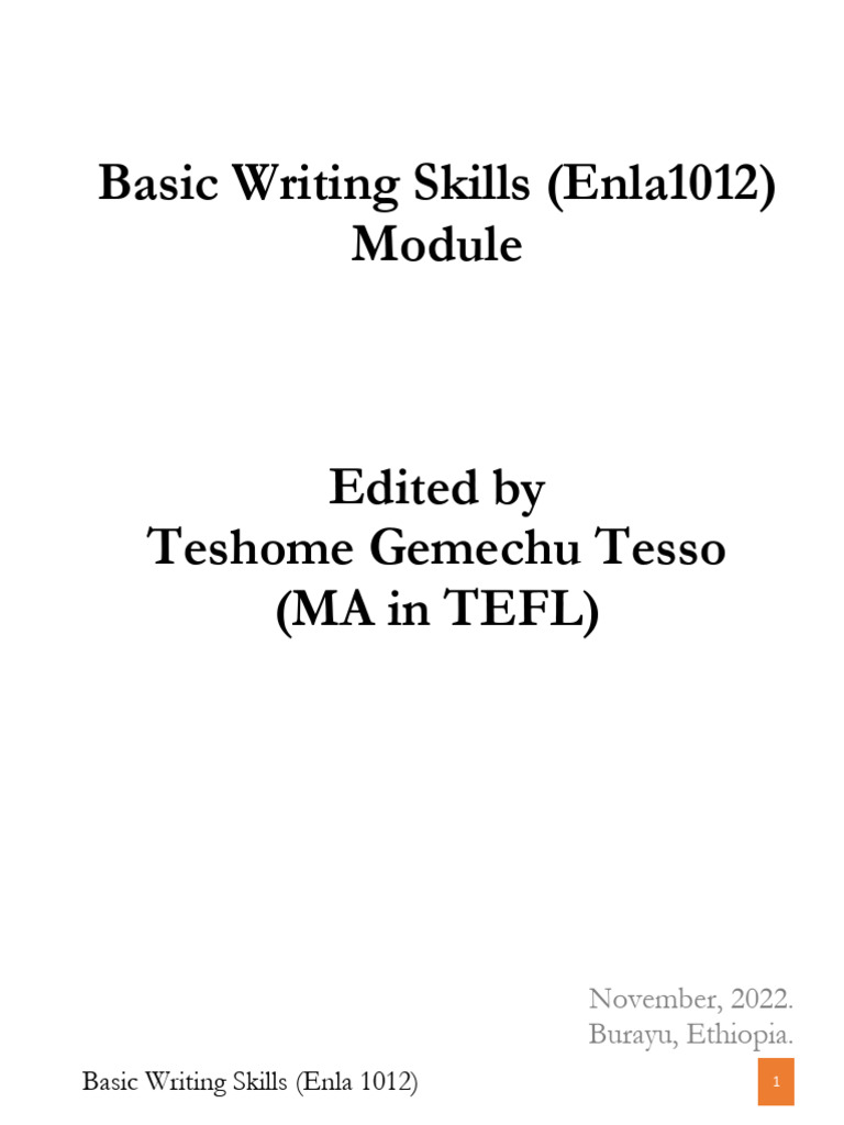 Basic Writing Skills Module | Download Free PDF | Sentence (Linguistics ...