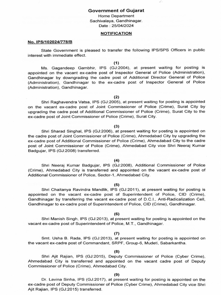IPS SPS Transfer Order 25.04.2024 | PDF