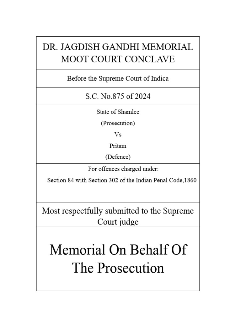 Moot Court Memorial | PDF | Insanity Defense | Prosecutor