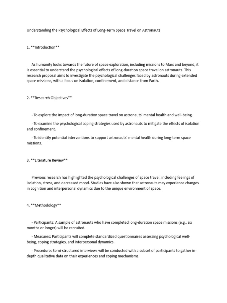 Understanding The Psychological Effects of Long-Term Space Travel On ...