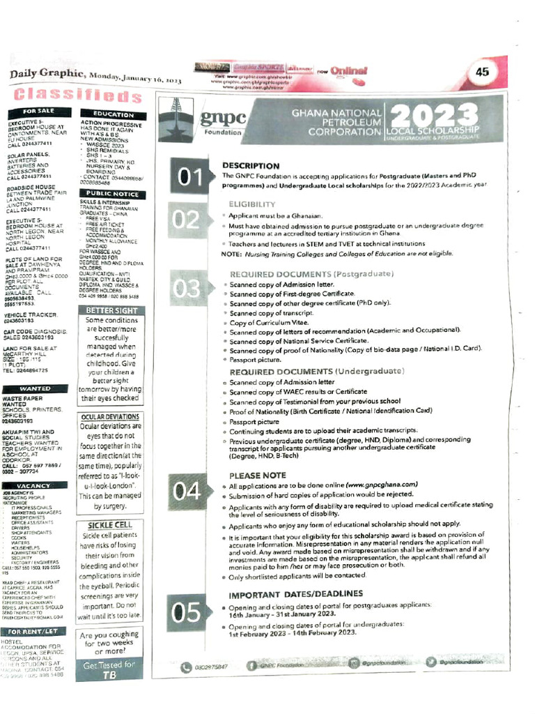 GNPC Scholarship For Postgraduate & Undergraduate | PDF | Educational ...