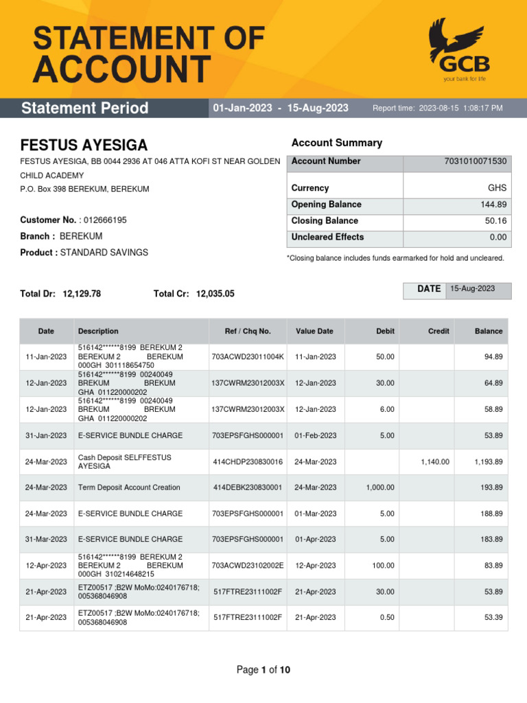 Festus Jan To Now Statement | PDF | Debits And Credits | Financial Economics