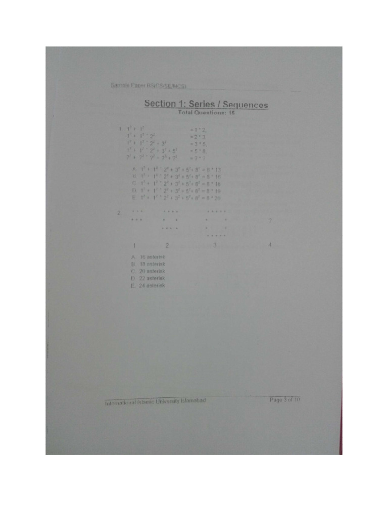 Guess Papers For Admission in CS IIUI Part One Answer-Key | PDF