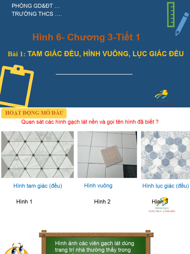Chuong 3 Hinh Hoc Truc Quan Bai 1 Tam Giac Deu Hinh Vuong Luc Giac Deu | PDF