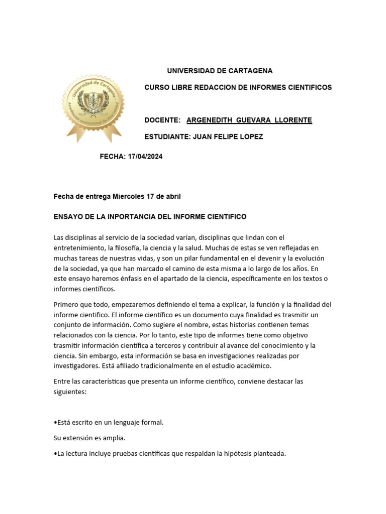 Informe Cientifico Temas | PDF | Conocimiento | Science