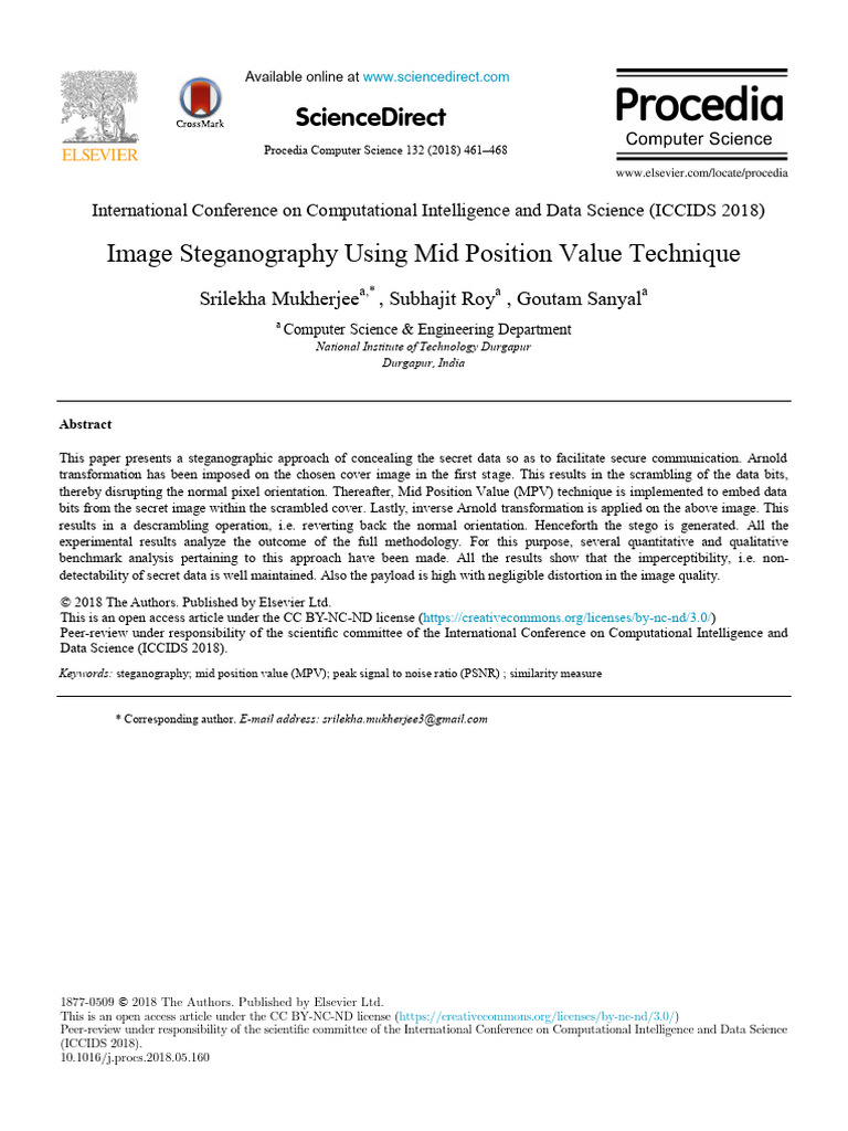 Image Steganography Using Mid Position Value Technique Image ...