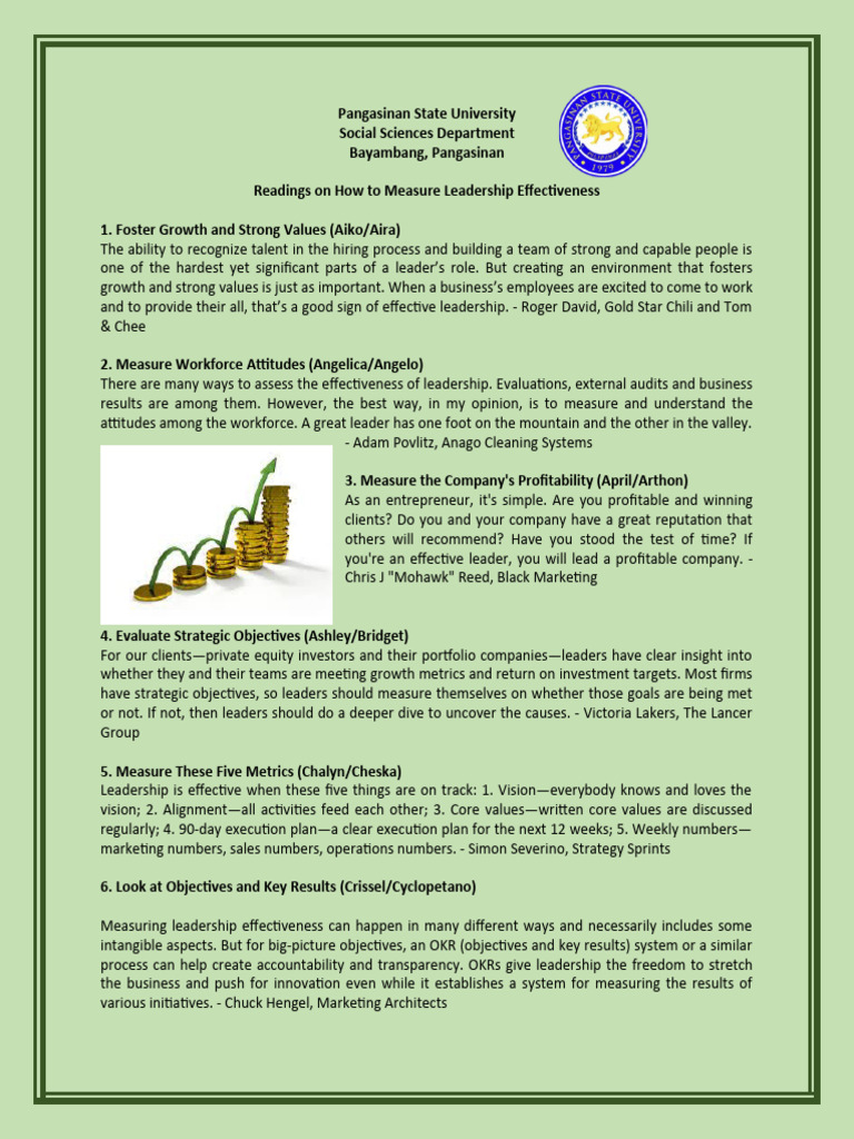 Tips on How to Measure Effective Leadership | PDF | Leadership ...