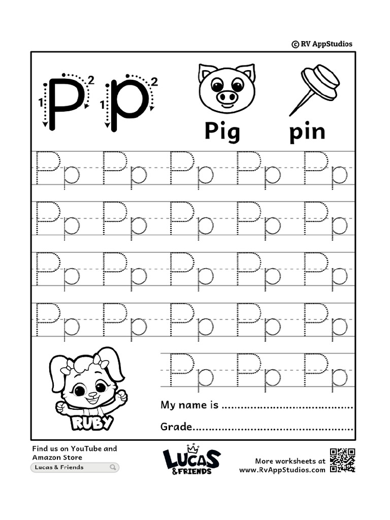 259 Free Printable Worksheets for Kids Alphabet Letter Pp Tracing Bw | PDF