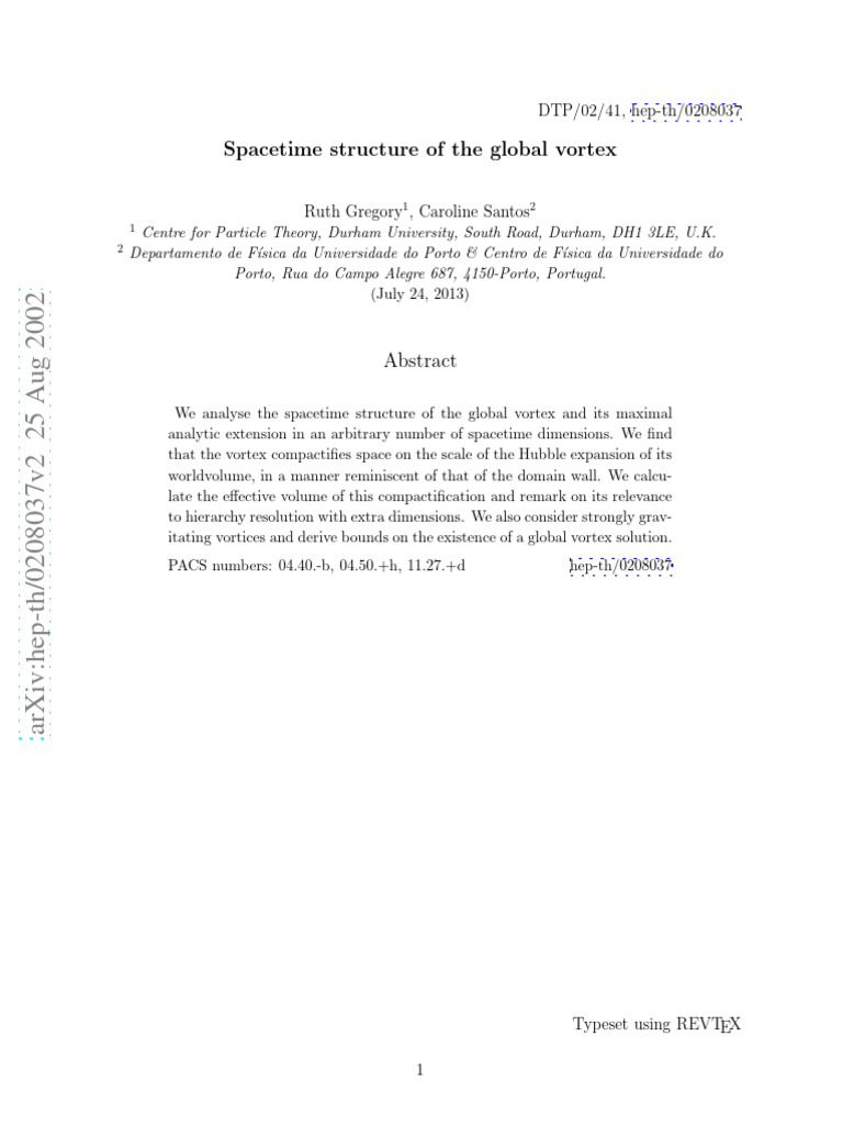 Spacetime Structure of The Global Vortex | PDF | Inflation (Cosmology ...
