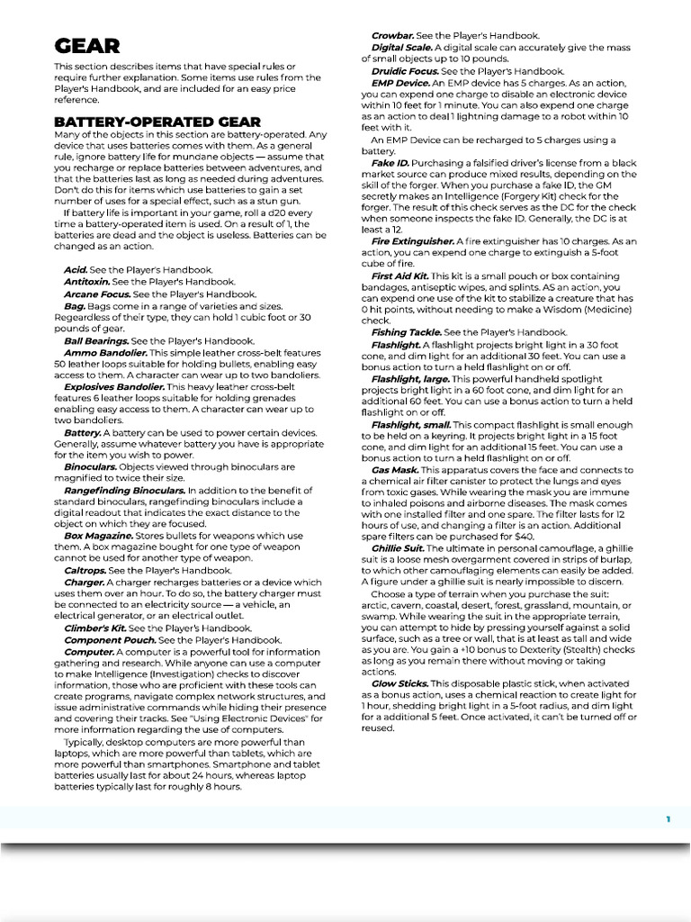 D20 Modern 5E Gear | PDF