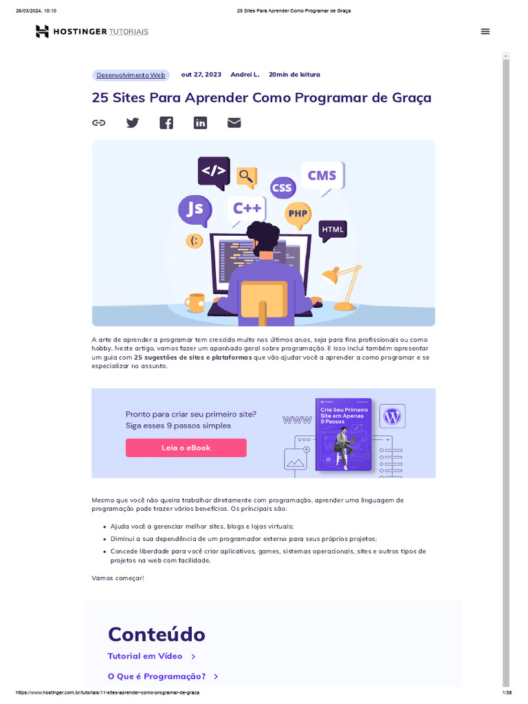 25 Sites para Aprender Como Programar de Graça | PDF | Linguagem de ...