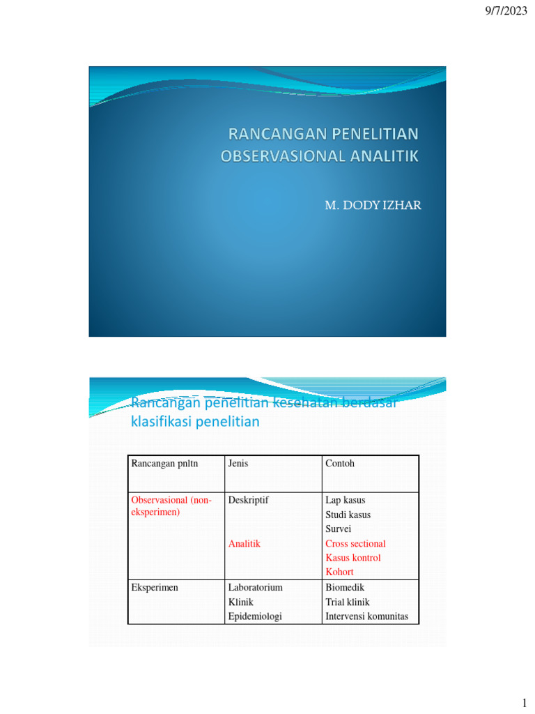 Rancangan Penelitian Kesehatan: Cross Sectional dan Case Control | PDF