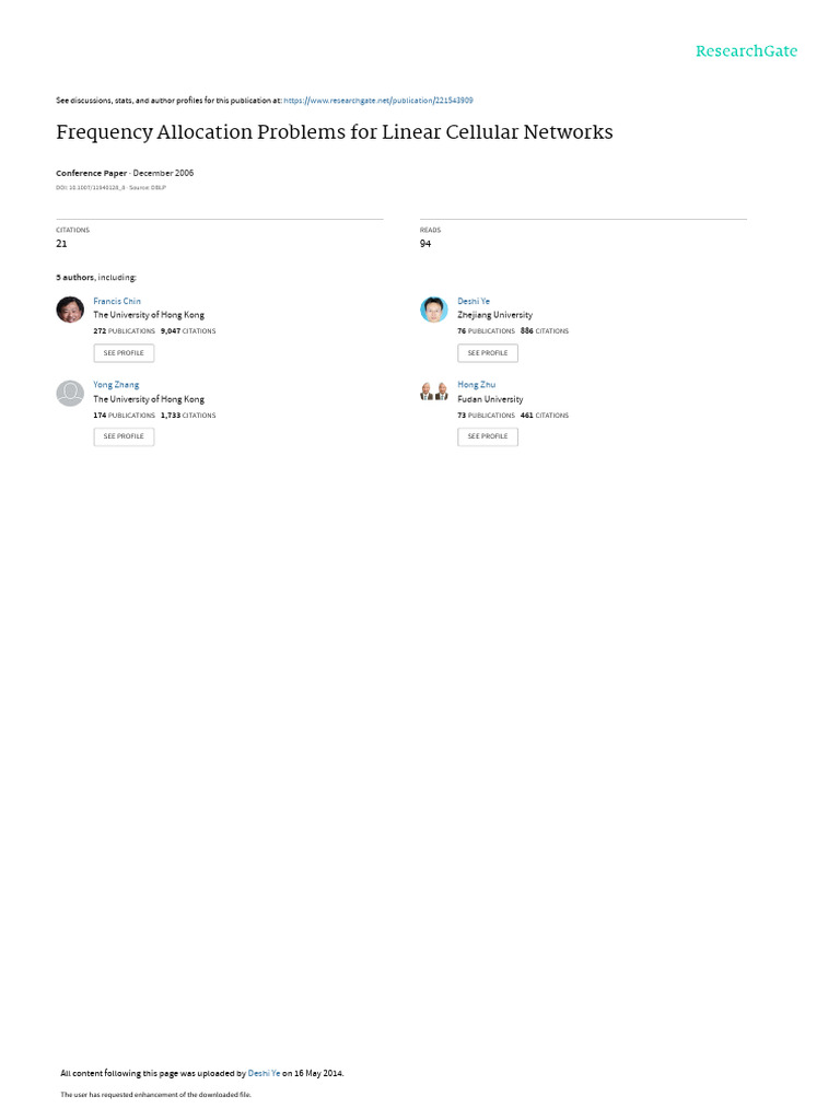 Frequency Allocation Problems For Linear Cellular | Download Free PDF ...