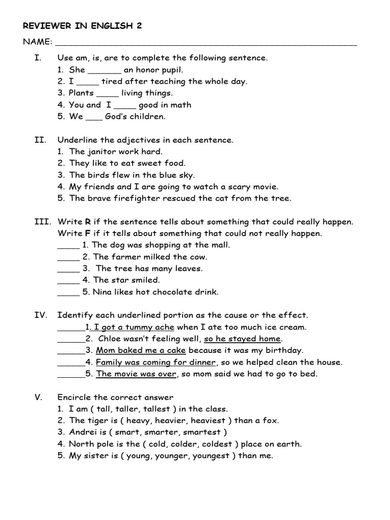 Grade 2 English, Science, and Math Reviewer | PDF | Force | Light