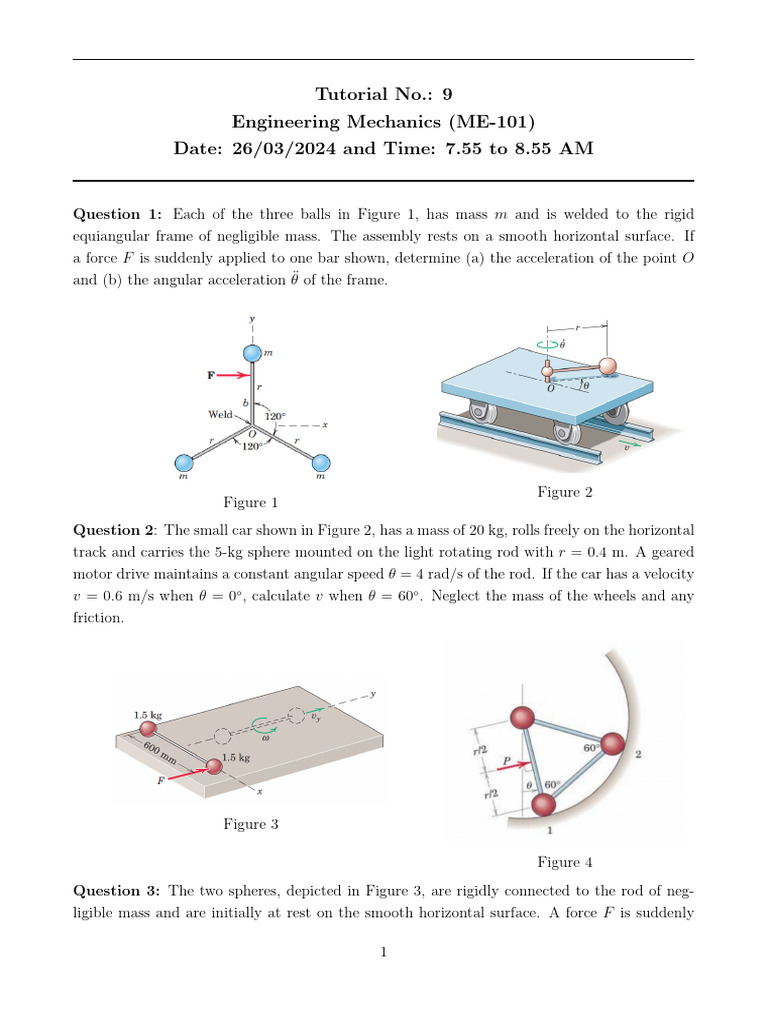 Tutorial-9 | PDF | Force | Velocity