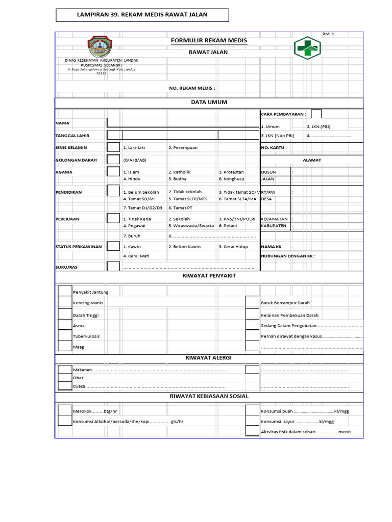 Lampiran 39. Rekam Medis Rawat Jalan | PDF