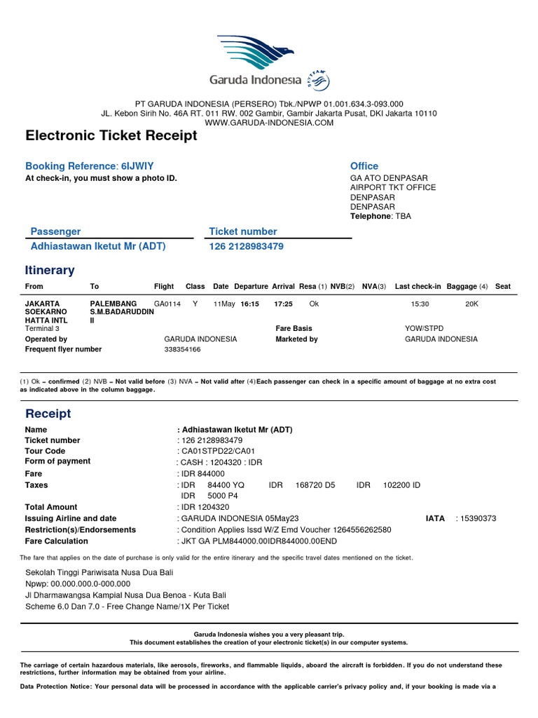 Your Electronic Ticket Receipt | PDF