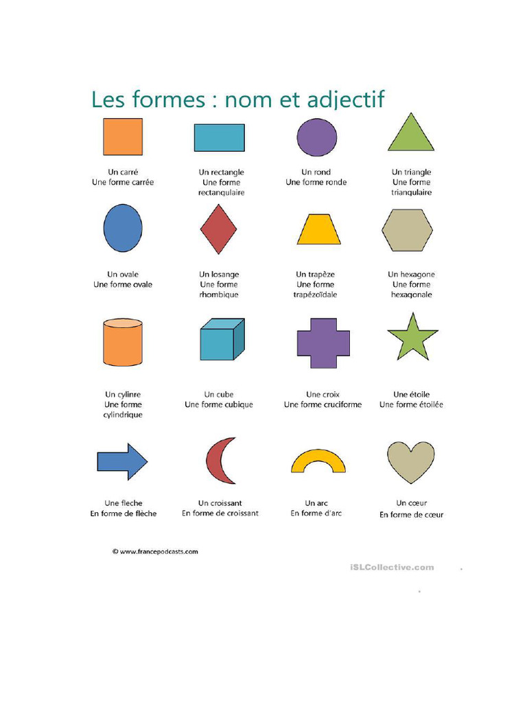 Les formes et les couleurs (FLE) | PDF