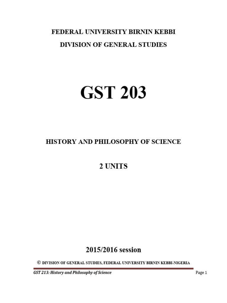 Fubk-Gst 203 Lecture Note (2022-2023) | PDF | Science | Philosophy Of Science