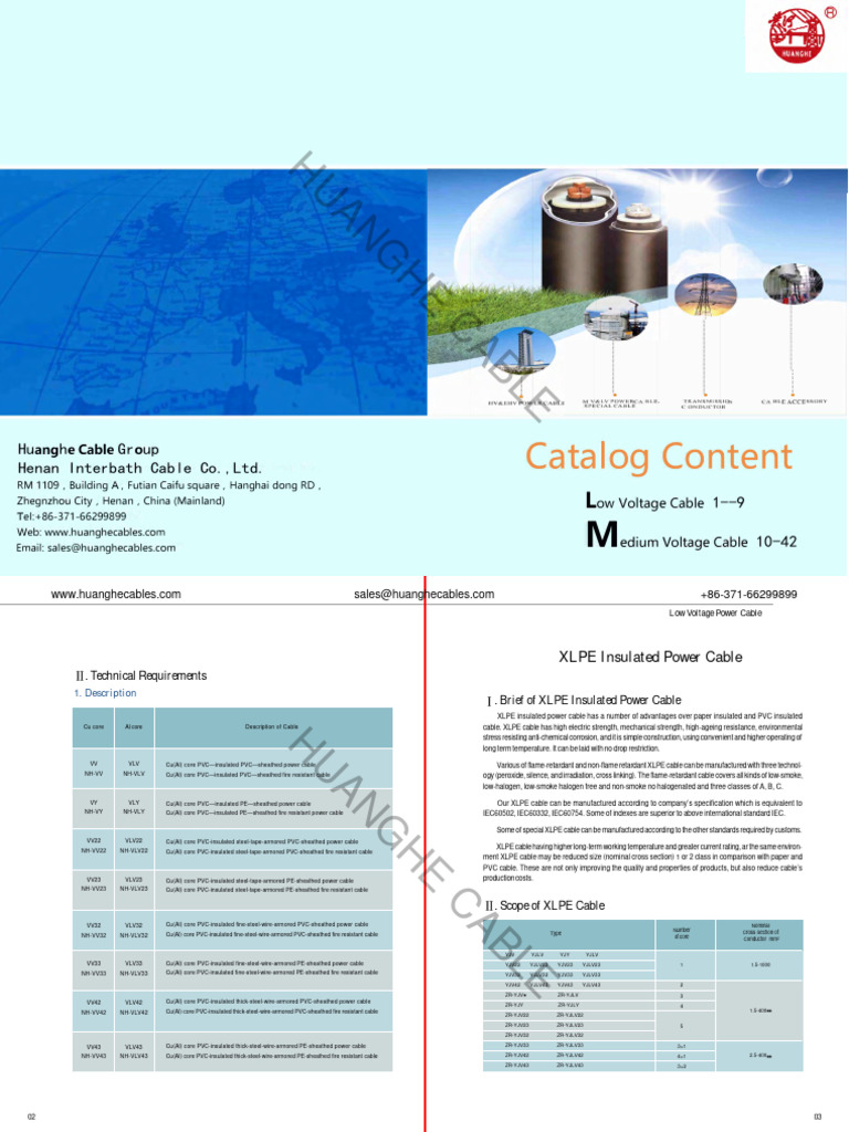 Power Cable Catalog (Huanghe Cables) - Summer | Download Free PDF ...