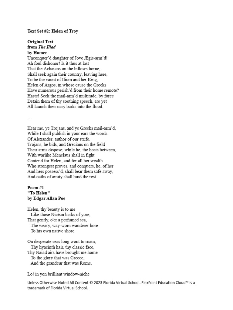 Helen of Troy: Poems and Quotes | PDF | Helen Of Troy
