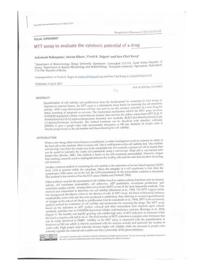 MTT assay | PDF
