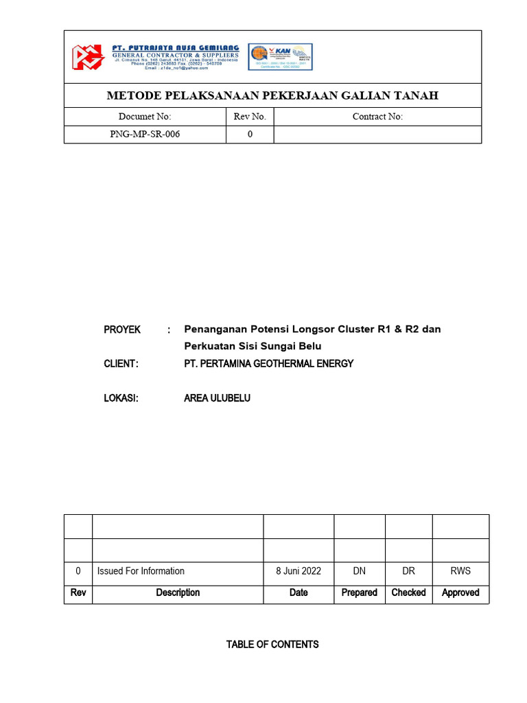 Metode Galian Tanah untuk Proyek Ulubelu | PDF | Griya & Taman | Sains ...