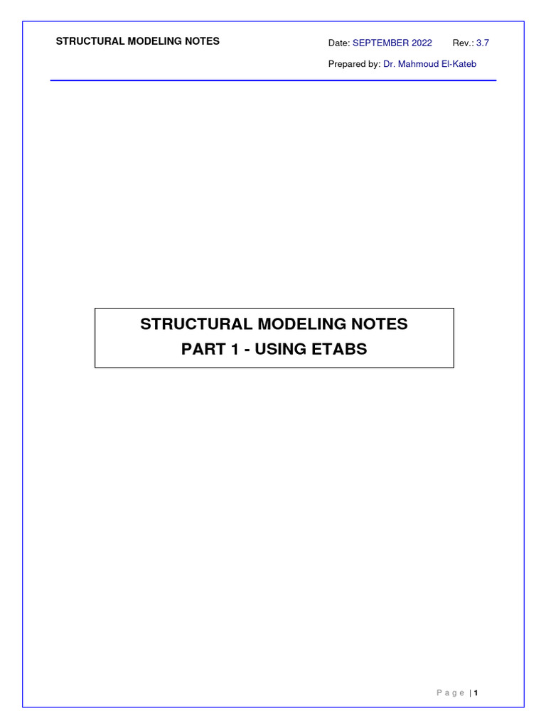 Etabs Modeling Procedure | PDF | Young's Modulus | Beam (Structure)