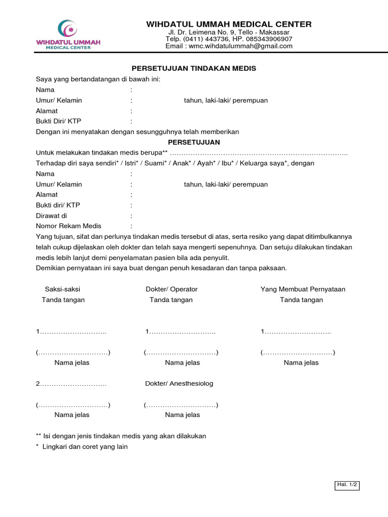 Persetujuan dan Penolakan Tindakan Medis | PDF