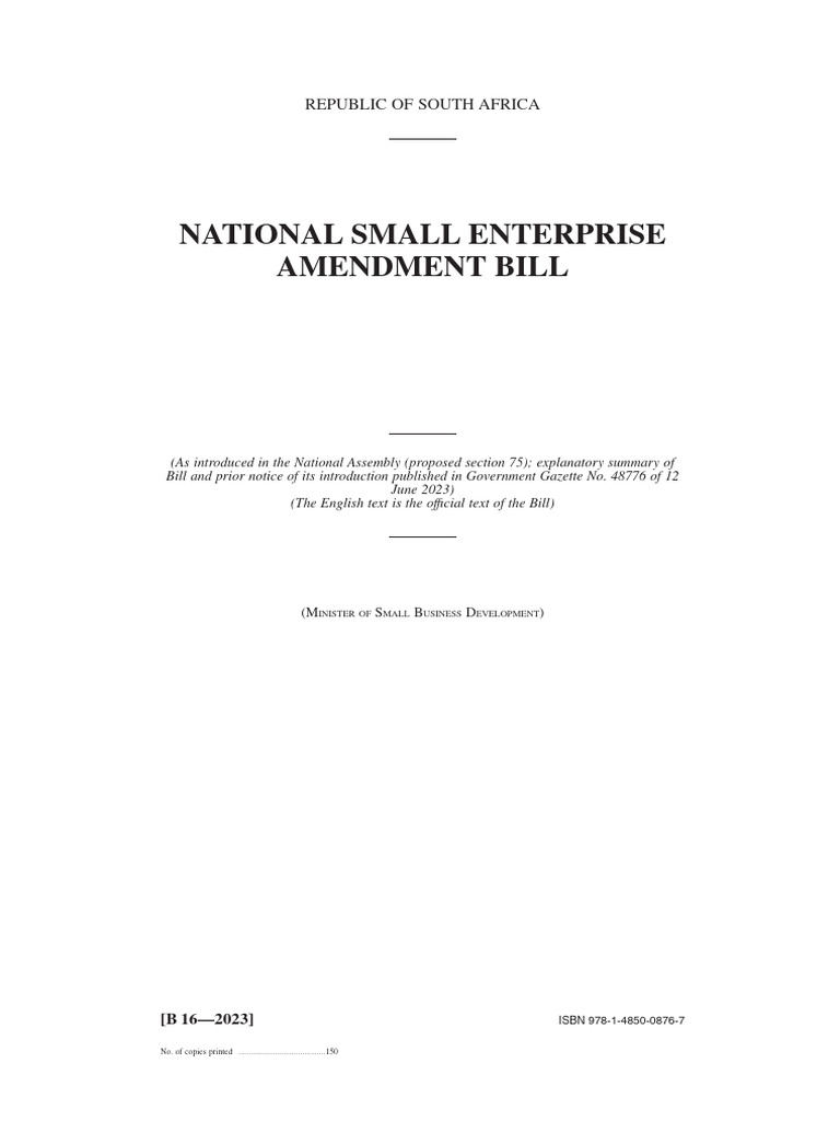 South Africa's Small Enterprise Amendment Bill | PDF | Public Finance ...