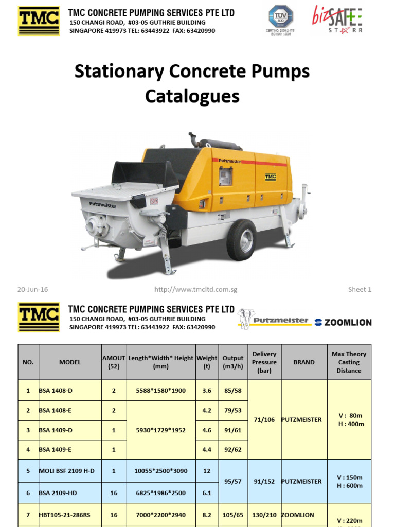 TMC Stationary Pumps - Rv1 (20!6!16) | PDF | Concrete | Composite Material