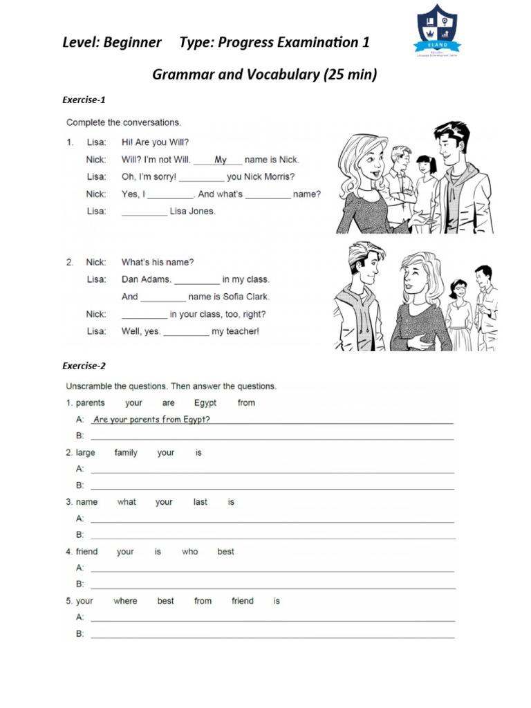 Beginner - Progress Exam-1 | PDF