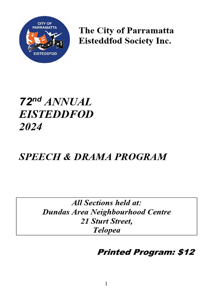 2024 Program Parramatta Eisteddfod | PDF | Copyright