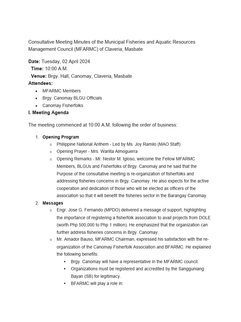 Minutes of Consultative Meeting | PDF