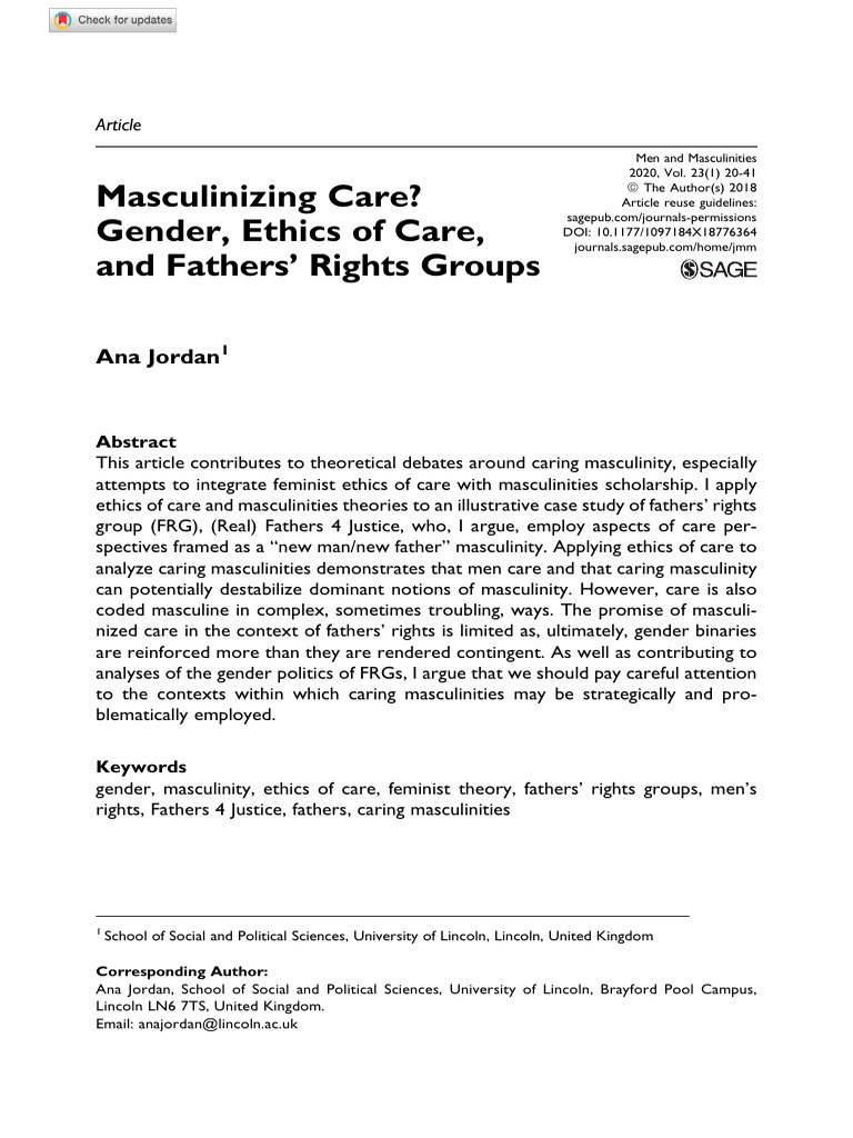 Jordan 2018 Masculinizing Care - Gender Ethics of Care and Fathers ...